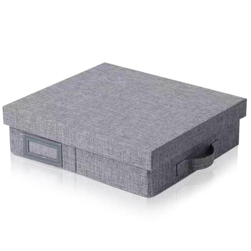 Juephe Linen Scrapbook Storage Box Photo Storage Box,Document Letter Box, Photo Boxes Cases, Organizer Box Storage Containers 15 '' x 13 '' x 4 '',Gray (1)