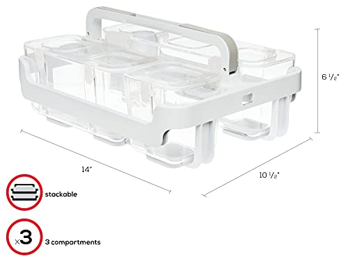 Deflecto Caddy Organizer, Stackable with Three Compartments, White and Clear (29003CR)