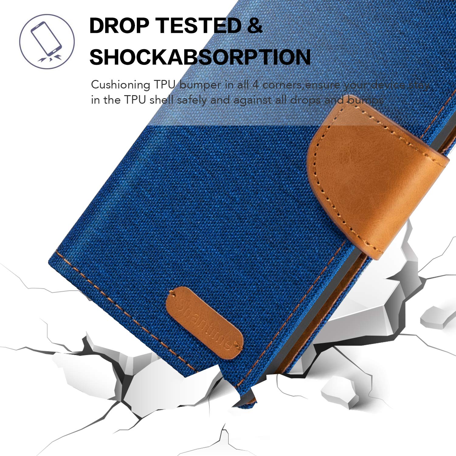 Shantime for Doogee V20 Pro Case, Oxford Leather Wallet Case with Soft TPU Back Cover Magnet Flip Case for Doogee V20 Pro (6.43β) Blue