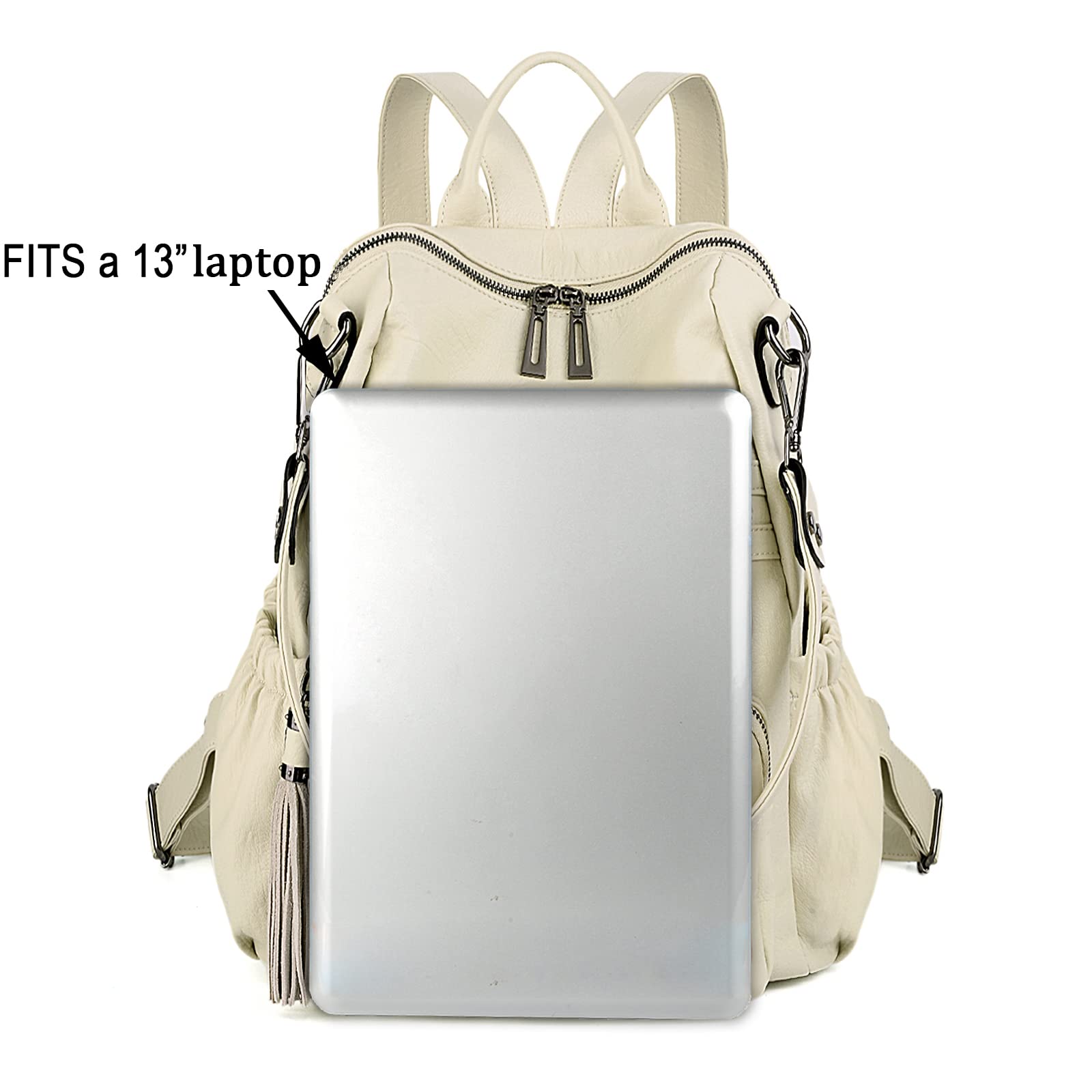 UTO Women Backpack Purse Leather Vegan Ladies Fashion Designer Rucksack Convertible Travel Shoulder Bag with Tassel