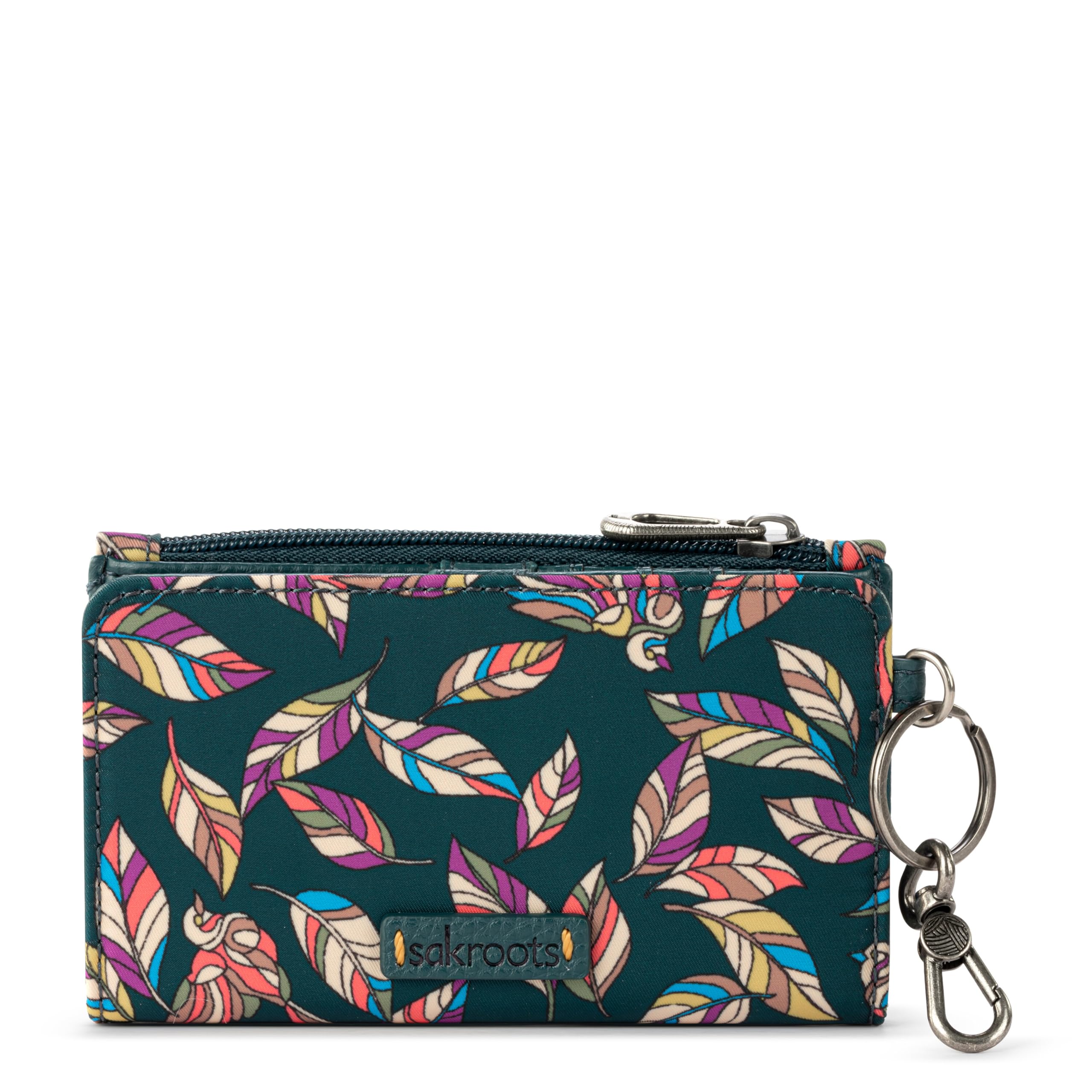 Sakroots Encino Slim Wallet in Eco Twill, Pin Snap Closure, Marine Treehouse