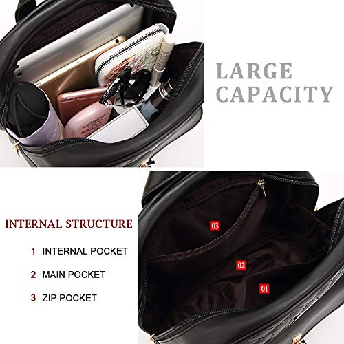 IHAYNER Women’s Backpack 3-pieces Fashion PU Leather Simple Design Bags Travel Backpack for Women