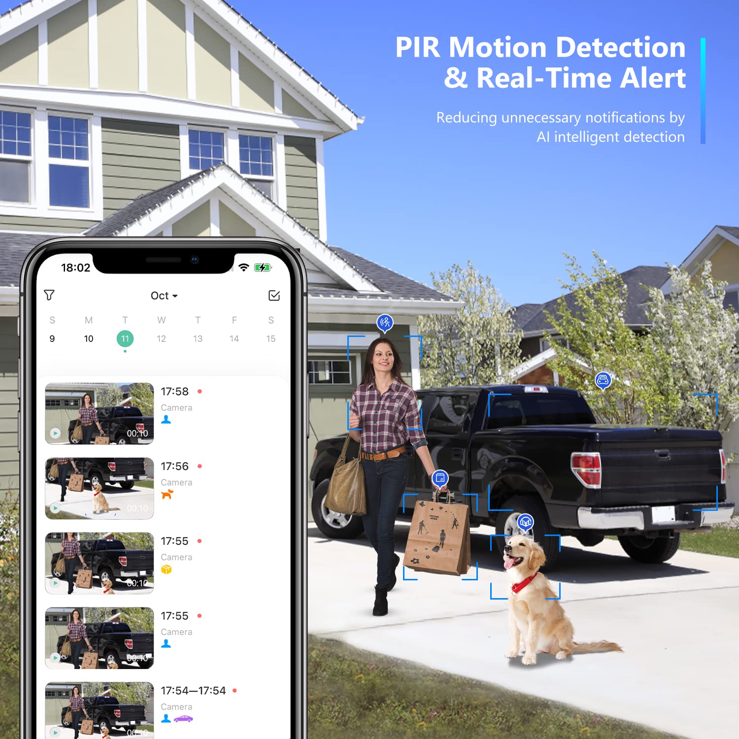Cameras for Home Security, 1080P Security Cameras Wireless Outdoor with Motion Detection Spotlight/Siren Alarm Color Night Vision 2-Way Talk Waterproof SD/Cloud Storage Battery Powered WiFi Cam 2-Pack