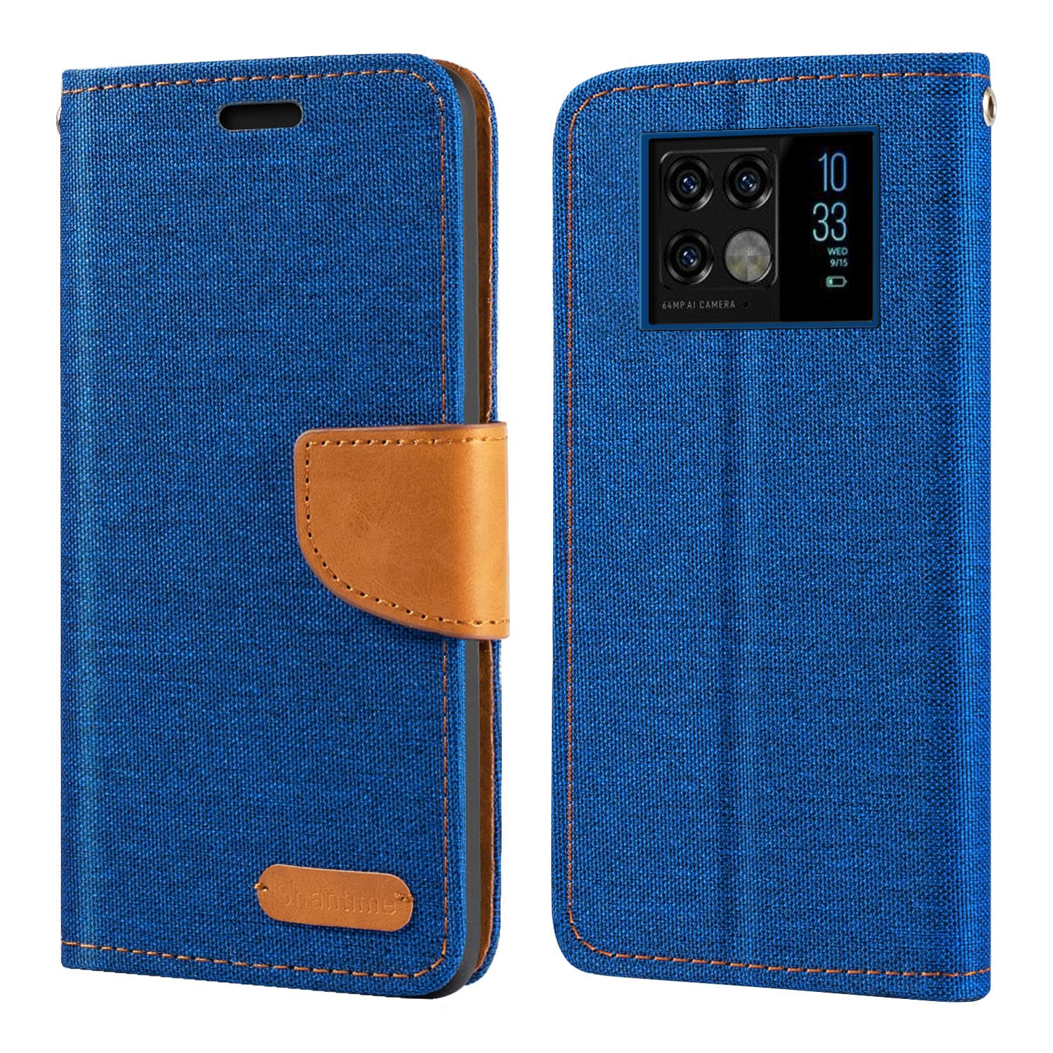 Shantime for Doogee V20 Pro Case, Oxford Leather Wallet Case with Soft TPU Back Cover Magnet Flip Case for Doogee V20 Pro (6.43”) Blue