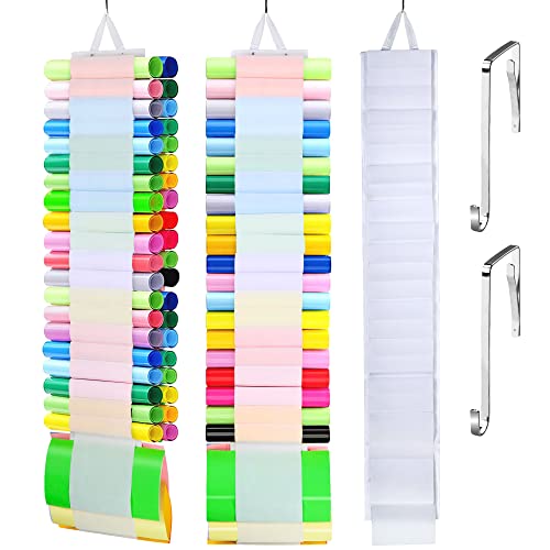 Vinyl Roll Holder with 42 Compartments, Vinyl Organizer Storage Rack Wall Mount Vinyl Holder Bag for Craft Room/Wrapping Paper/Door/Closet(White)