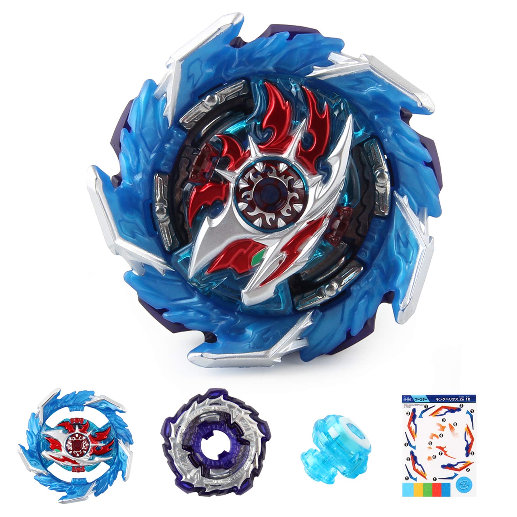 Burst Super King B-160 King Helios .Zn 1B Starter Booster with Bey Battle Burst Sparking Launcher LR Left and Right Spin and Grip Spinning Top Toys Set