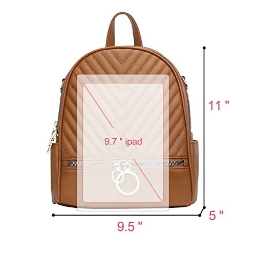 KKXIU Convertible Mini Leather Backpack Purse For Women and Ladies Small Quilted Daypack with Colorful Strap (A-brown)