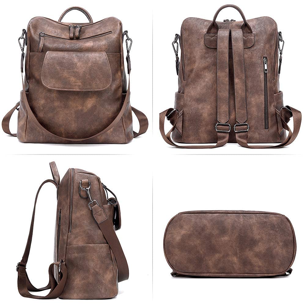 CLUCI Leather Backpack Purse for Women Bundle with Large Wallet