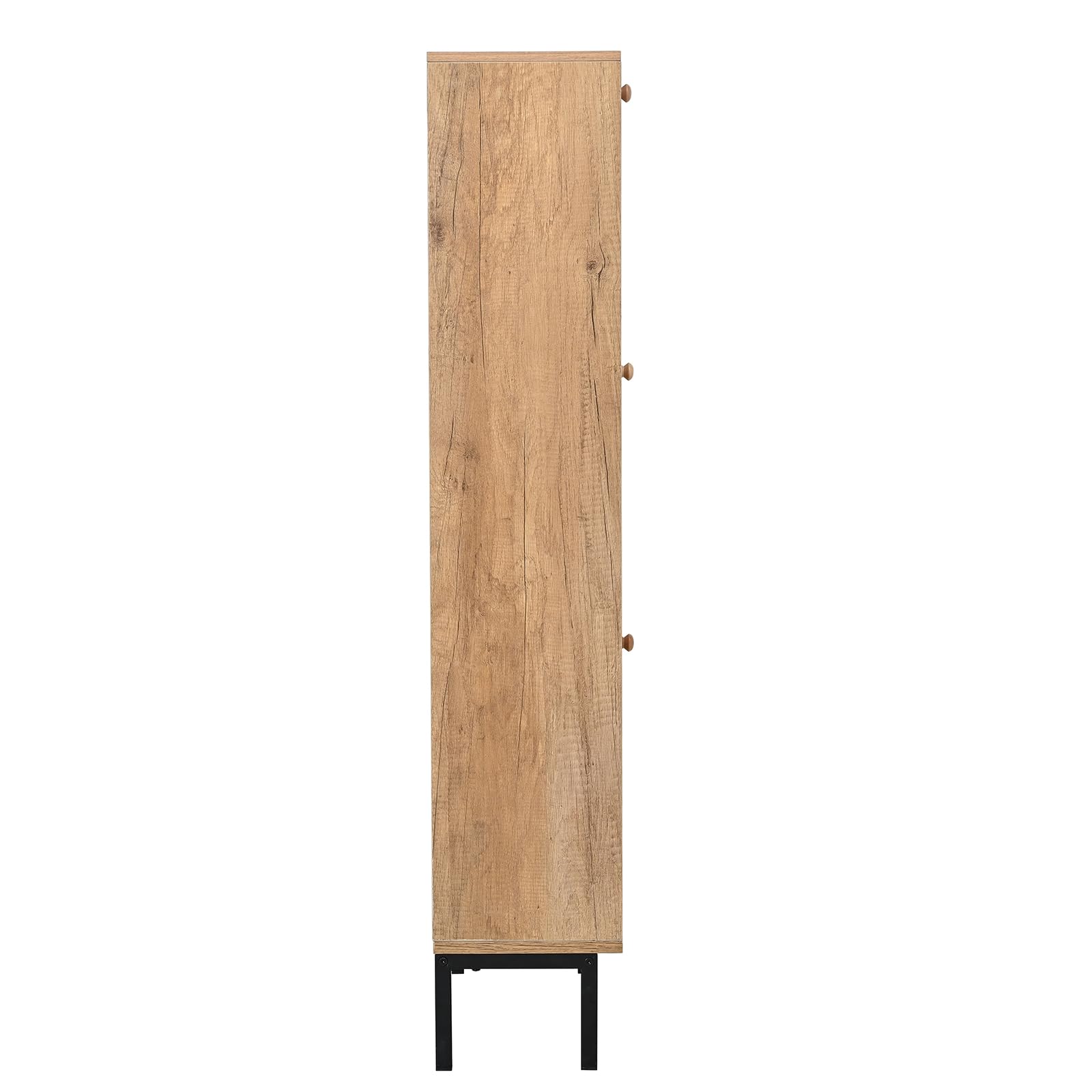 SQLIFE Shoe Storage Cabinet, Rattan Shoe Rack Storage Cabinet with 3 Flip Drawers, Freestanding Shoe Storage Organizer with Metal Legs for Entryway, Hallway, Home