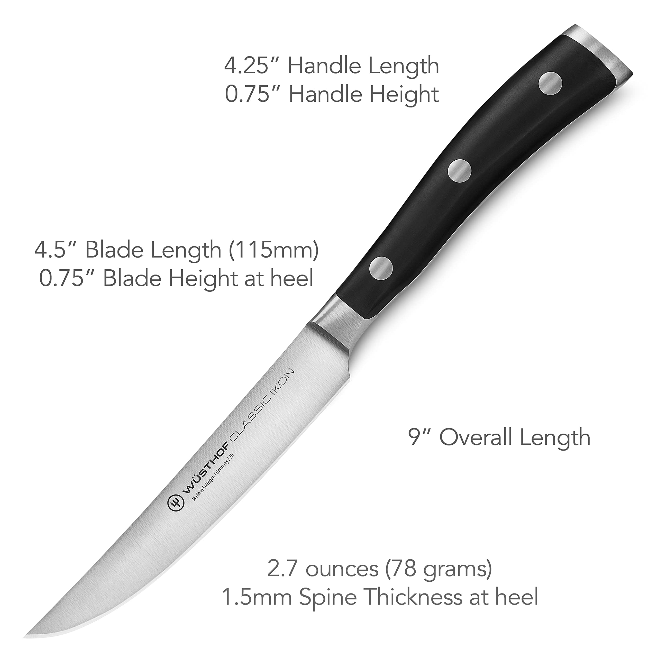 Wusthof Classic Ikon 6 Piece Steak Knife Set with Wood Case (Black Handles)