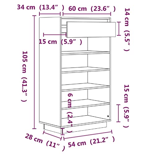 VRAXO Shoe Cabinet 23.6"x13.4"x41.3" Solid Wood Pine,Shoe Racks & Organizers-36.19lbs