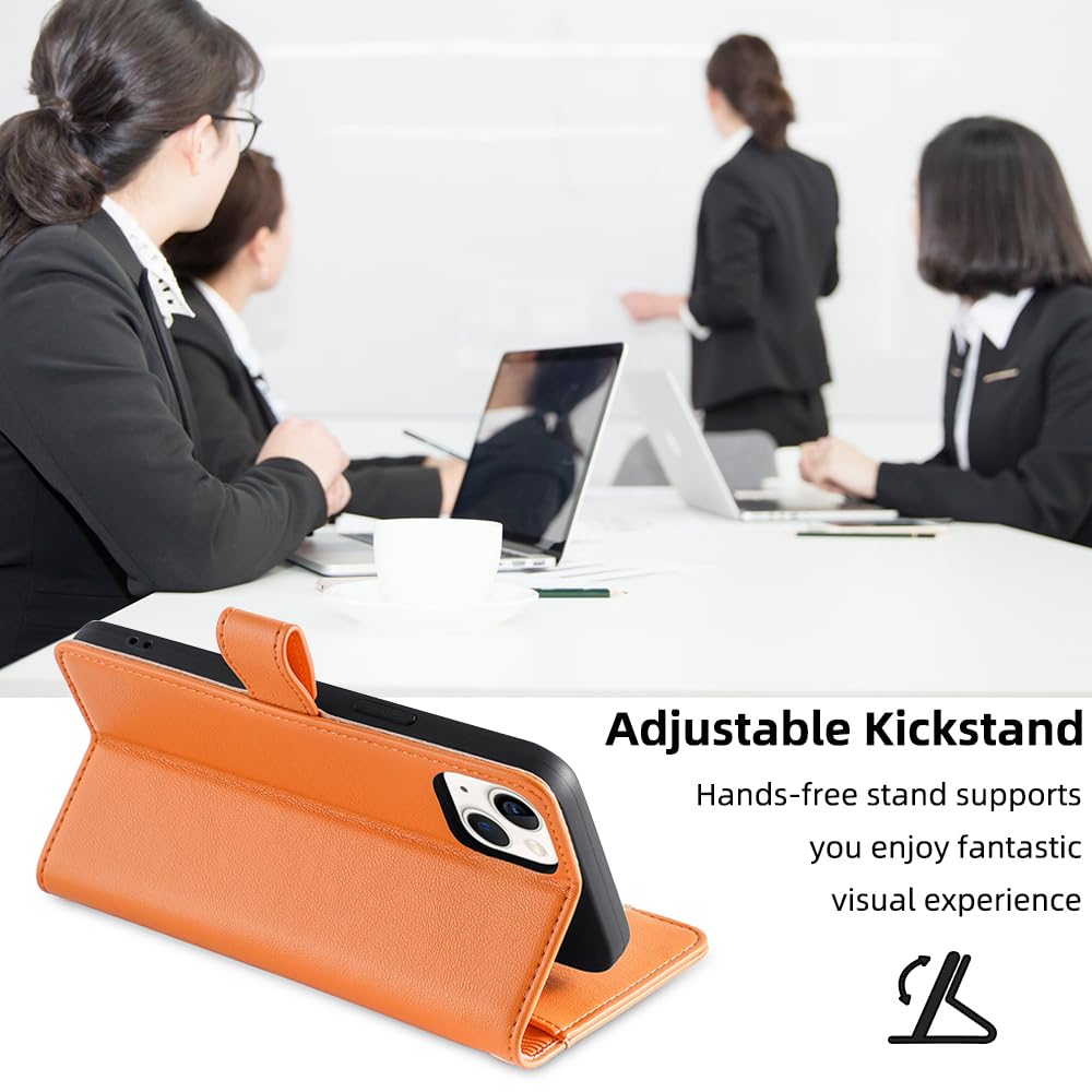 Arseaiy Wallet Case for Honor V20/view 20 Flip Phone Case with Crossbody Strap Magnetic Handbag Zipper Pocket PU Leather Shockproof with Kickstand Phone Shell Orange