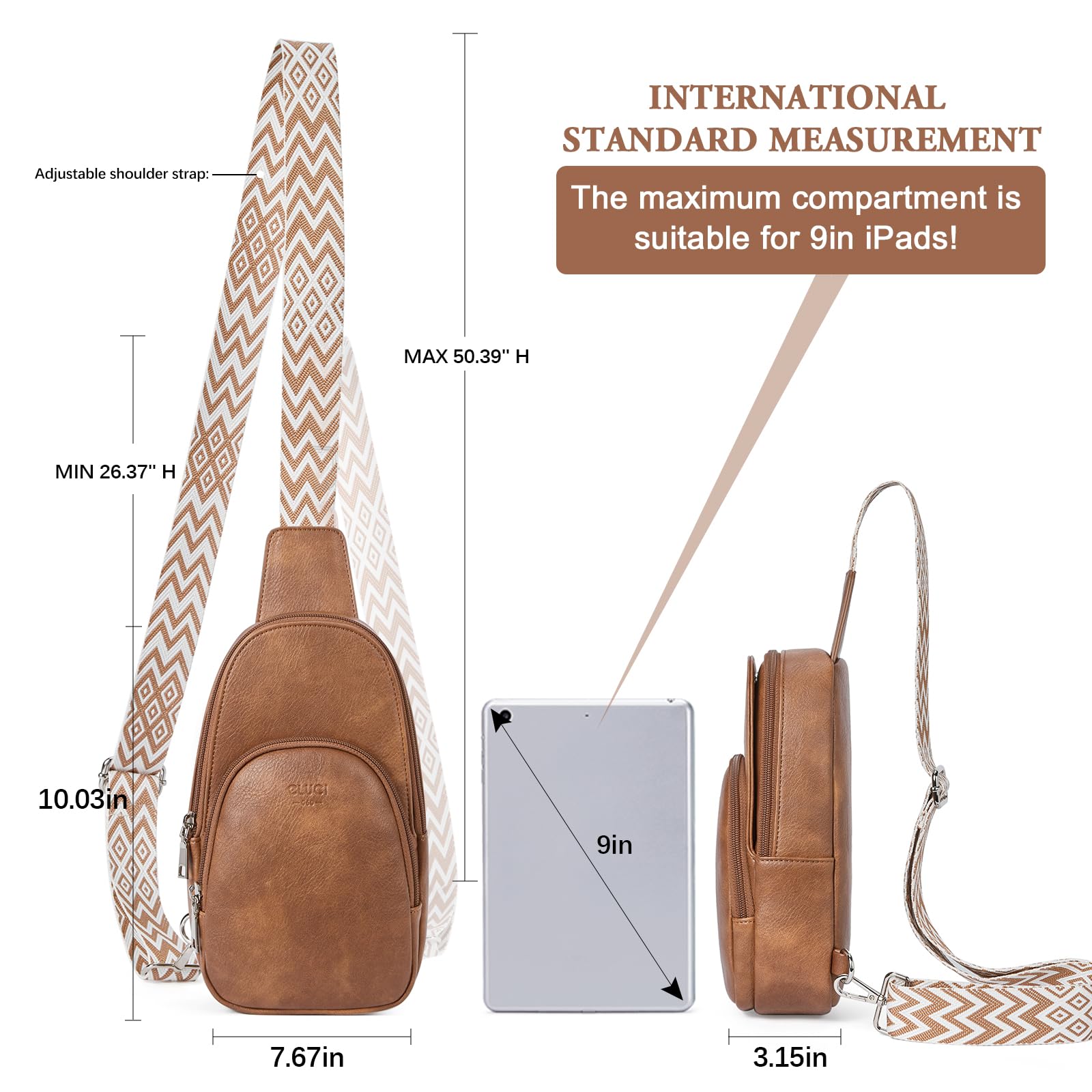 CLUCI Crossbody Bags for Women - Small Sling Bags, Leather Backpack for Travel, Cycling - Brown