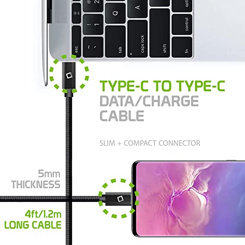 Dual USB-C/PD 60W Fast Charging Cord Compatible with vivo V20 Pro 5G Plus 5Gbps Data Transfer for Power Delivery Hi Capacity Charging (White)