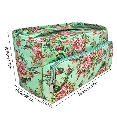 Weabetfu Knitting Bag Large Size,Yarn Storage Organizer Tote Bag Holder Case Cuboid with Zipper Closure and Pocket for Knitting Needles Crochet Hooks Project Accessories,Easy to Carry(Up to 14 Inch)
