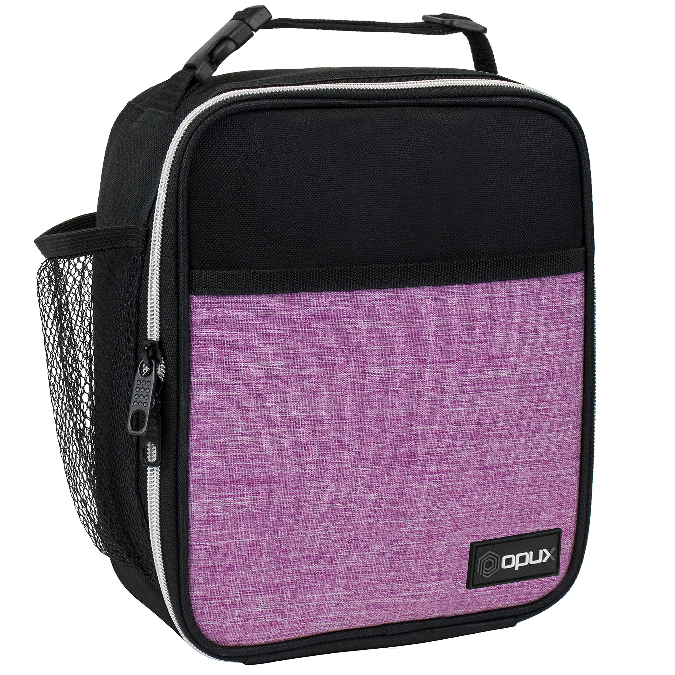 OPUX Premium Insulated Lunch Box, Soft School Lunch Bag for Girls Kids, Leakproof Small Lunch Pail Women Work, Reusable Compact Cooler Tote Lunchbox for Office Adult, Heather Purple