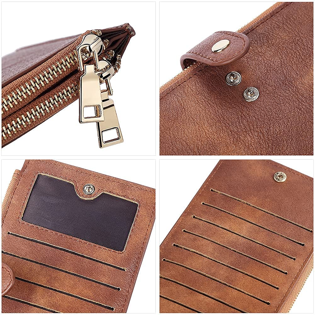 CLUCI Leather Backpack Purse for Women Bundle with Large Wallet