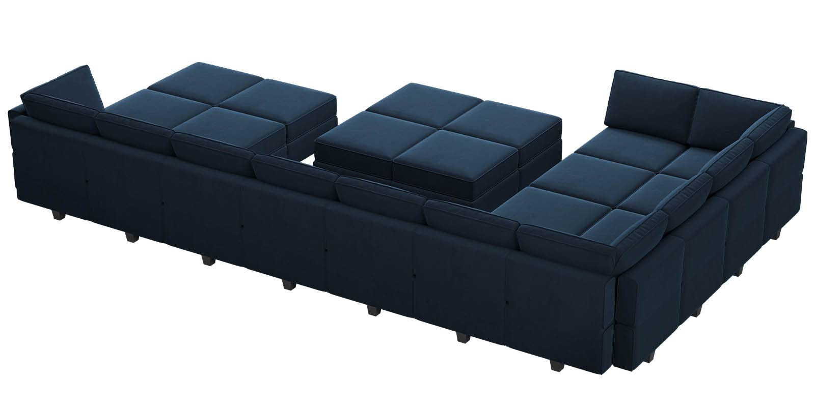 Belffin Modular Large Sectional Sofa with Storage Seat Oversized U Shaped Couch with Reversible Chaise Modular Sofa Set with Ottoman Velvet Blue