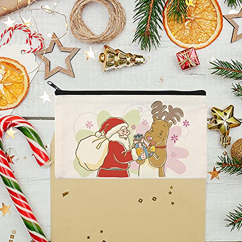 SEPGLITTER 4PCS Blank DIY Craft Bag Canvas Pouch Zipper Pen Pencil Case Cotton Invoice Pouch Bulk Cosmetic Bags for Makeup Travel Toiletry Storage 8.3 × 4.7 Inch(White)