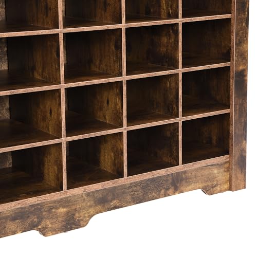 HICOMILA Shoe Cabinet,Sleek Design 24 Shoe Cubby Console, Modern Shoe Cabinet with Curved Base, Versatile Sideboard for Hallway, Bedroom, Living Room, Rustic Brown