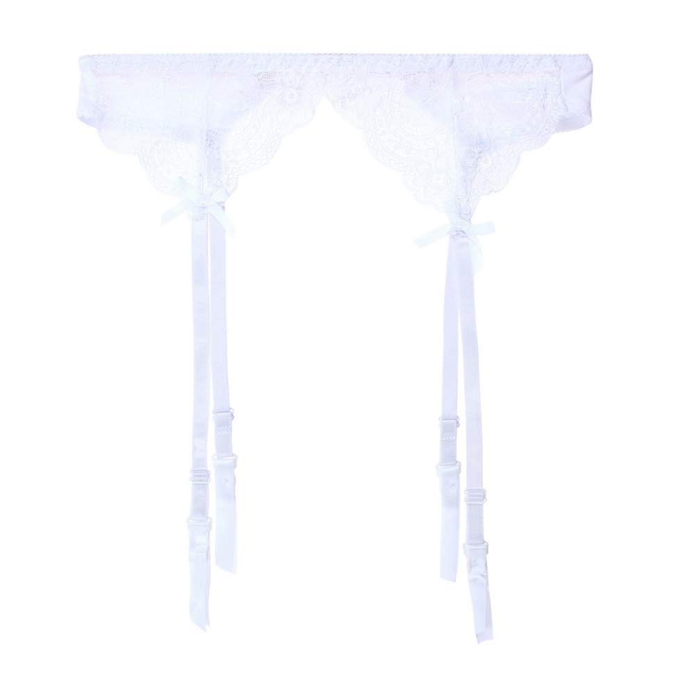 Women's Lace Garter Belt for Thigh High Stockings(White)