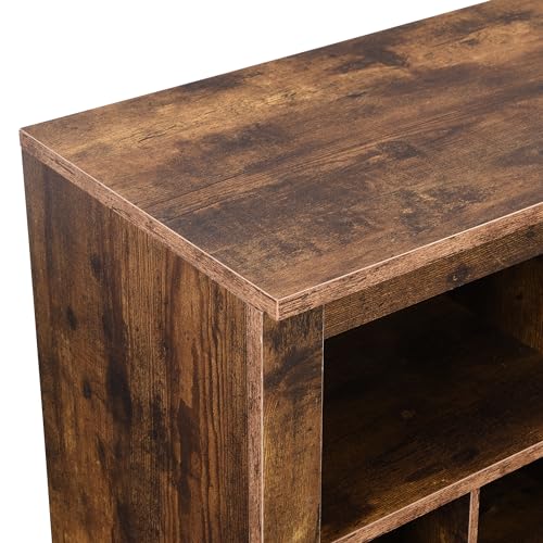 HICOMILA Shoe Cabinet,Sleek Design 24 Shoe Cubby Console, Modern Shoe Cabinet with Curved Base, Versatile Sideboard for Hallway, Bedroom, Living Room, Rustic Brown