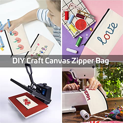 SEPGLITTER 4PCS Blank DIY Craft Bag Canvas Pouch Zipper Pen Pencil Case Cotton Invoice Pouch Bulk Cosmetic Bags for Makeup Travel Toiletry Storage 8.3 × 4.7 Inch(White)
