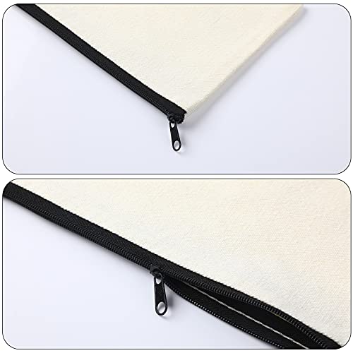 SEPGLITTER 4PCS Blank DIY Craft Bag Canvas Pouch Zipper Pen Pencil Case Cotton Invoice Pouch Bulk Cosmetic Bags for Makeup Travel Toiletry Storage 8.3 × 4.7 Inch(White)