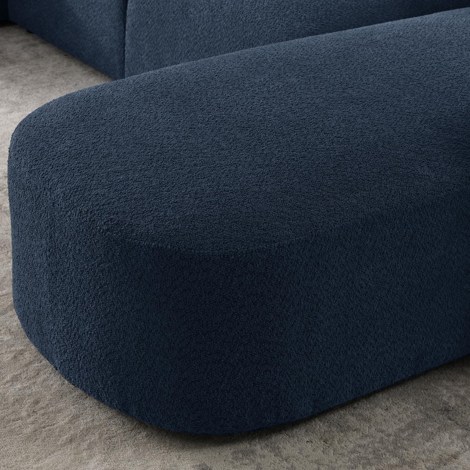 KIVENJAJA Modular Sectional Sofa, U-Shaped Couch with Double Chaise & Pillows, Modern Minimalist Boucle Fabric Large Comfy Cloud Sofas, Living Room Furniture Sets, 117 inch, Navy Blue