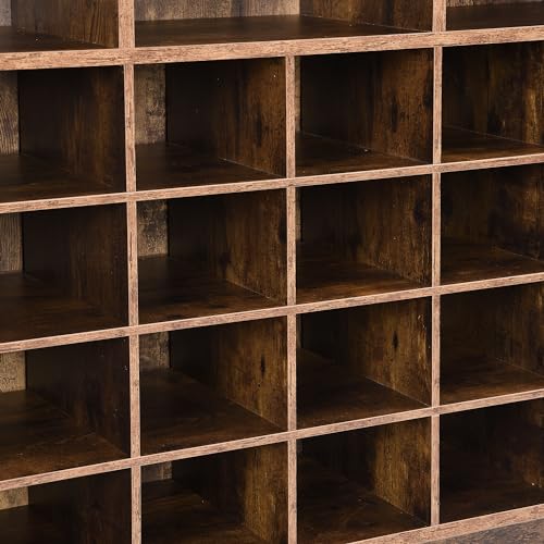 HICOMILA Shoe Cabinet,Sleek Design 24 Shoe Cubby Console, Modern Shoe Cabinet with Curved Base, Versatile Sideboard for Hallway, Bedroom, Living Room, Rustic Brown
