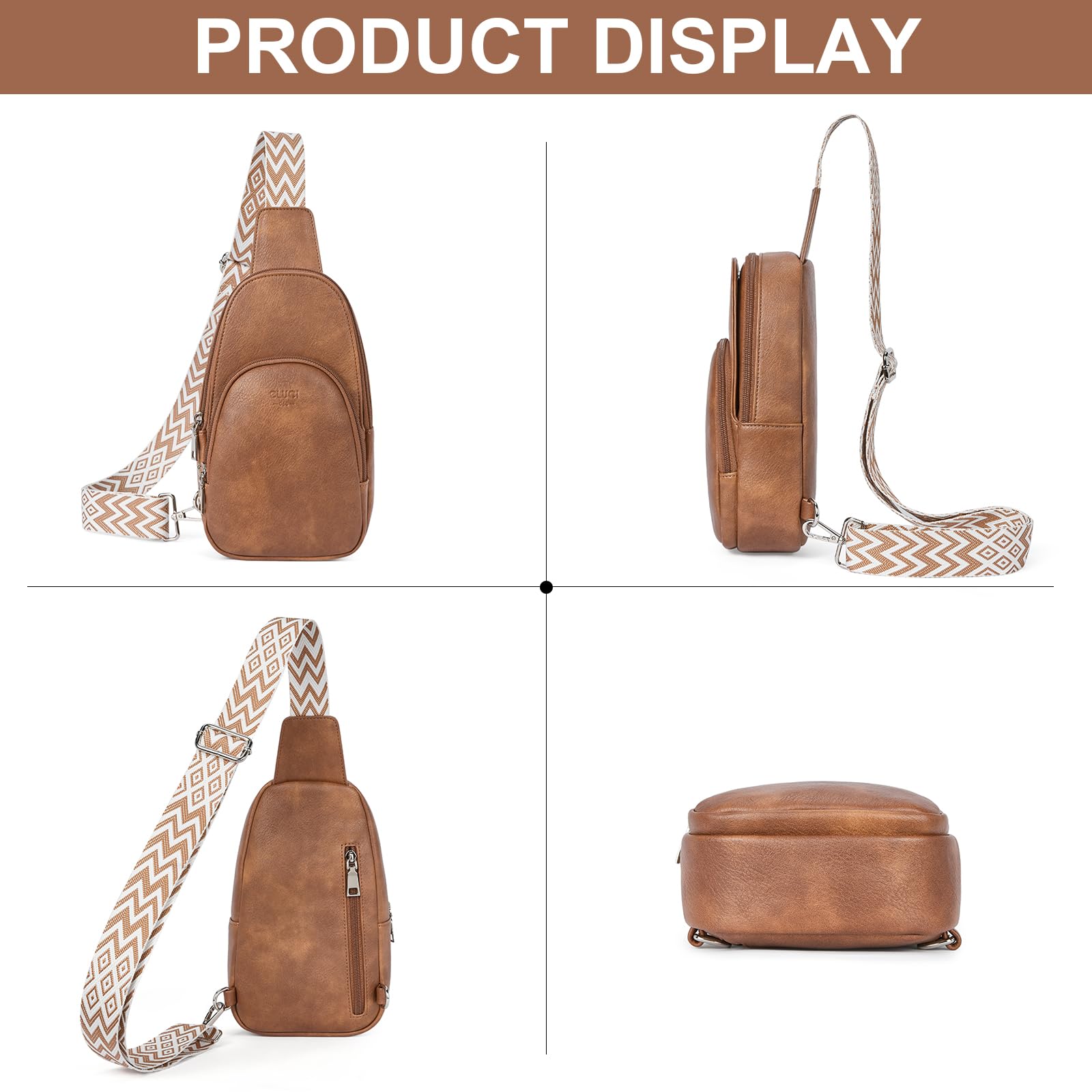 CLUCI Crossbody Bags for Women - Small Sling Bags, Leather Backpack for Travel, Cycling - Brown