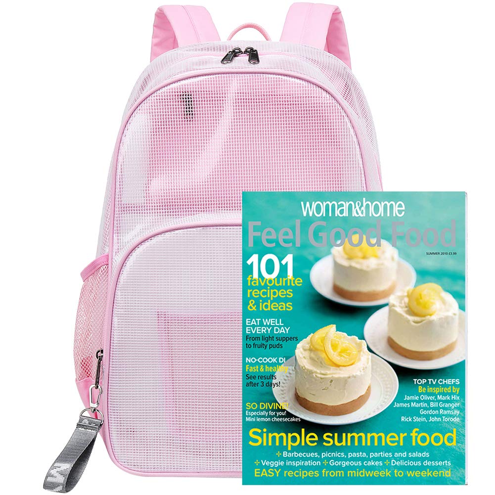 mygreen Clear Transparent PVC School Backpack, Heavy Duty Clear Backpack for Work, Security, Sporting Events (Pink, Large)