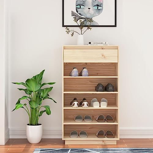VRAXO Shoe Cabinet 23.6"x13.4"x41.3" Solid Wood Pine,Shoe Racks & Organizers-36.19lbs