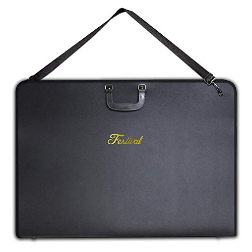 28 x 20.5 Inches Large Art Portfolio Bag Artist Carrying Case with Shoulder Strap, Black