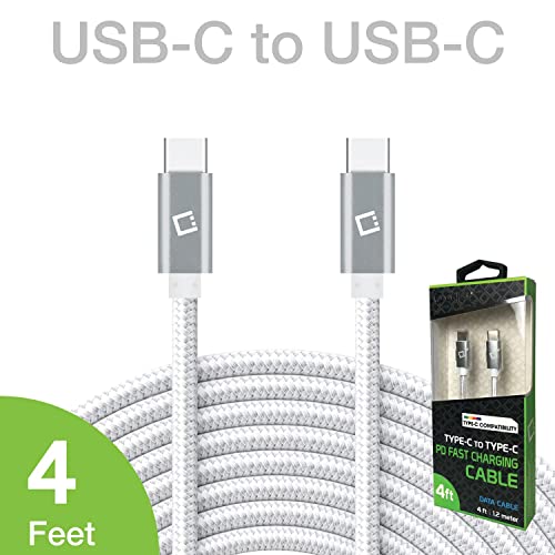 Dual USB-C/PD 60W Fast Charging Cord Compatible with vivo V20 2021 Plus 5Gbps Data Transfer for Power Delivery Hi Capacity Charging (White)