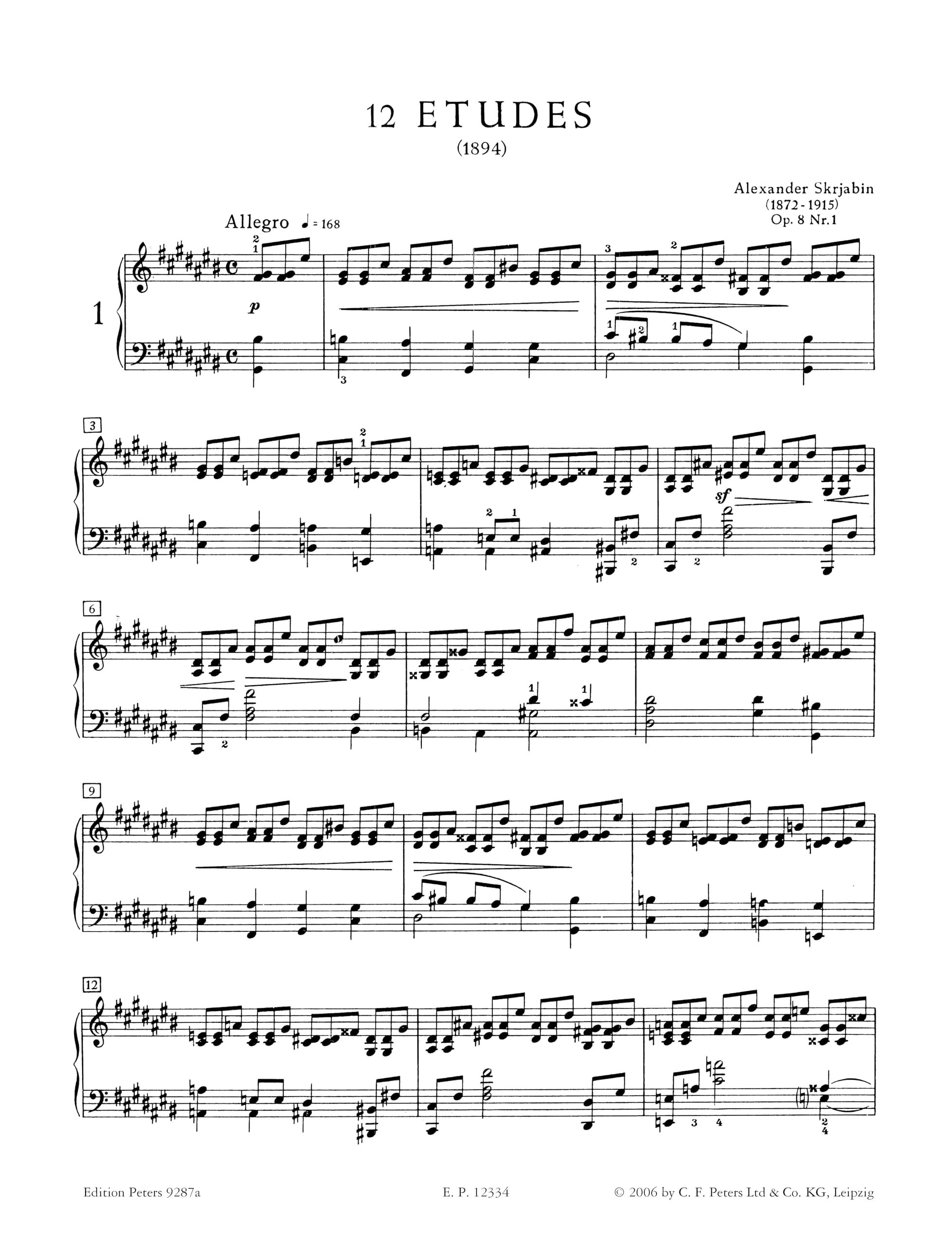 Scriabin: 12 Etudes, Op. 8 (Edition Peters)