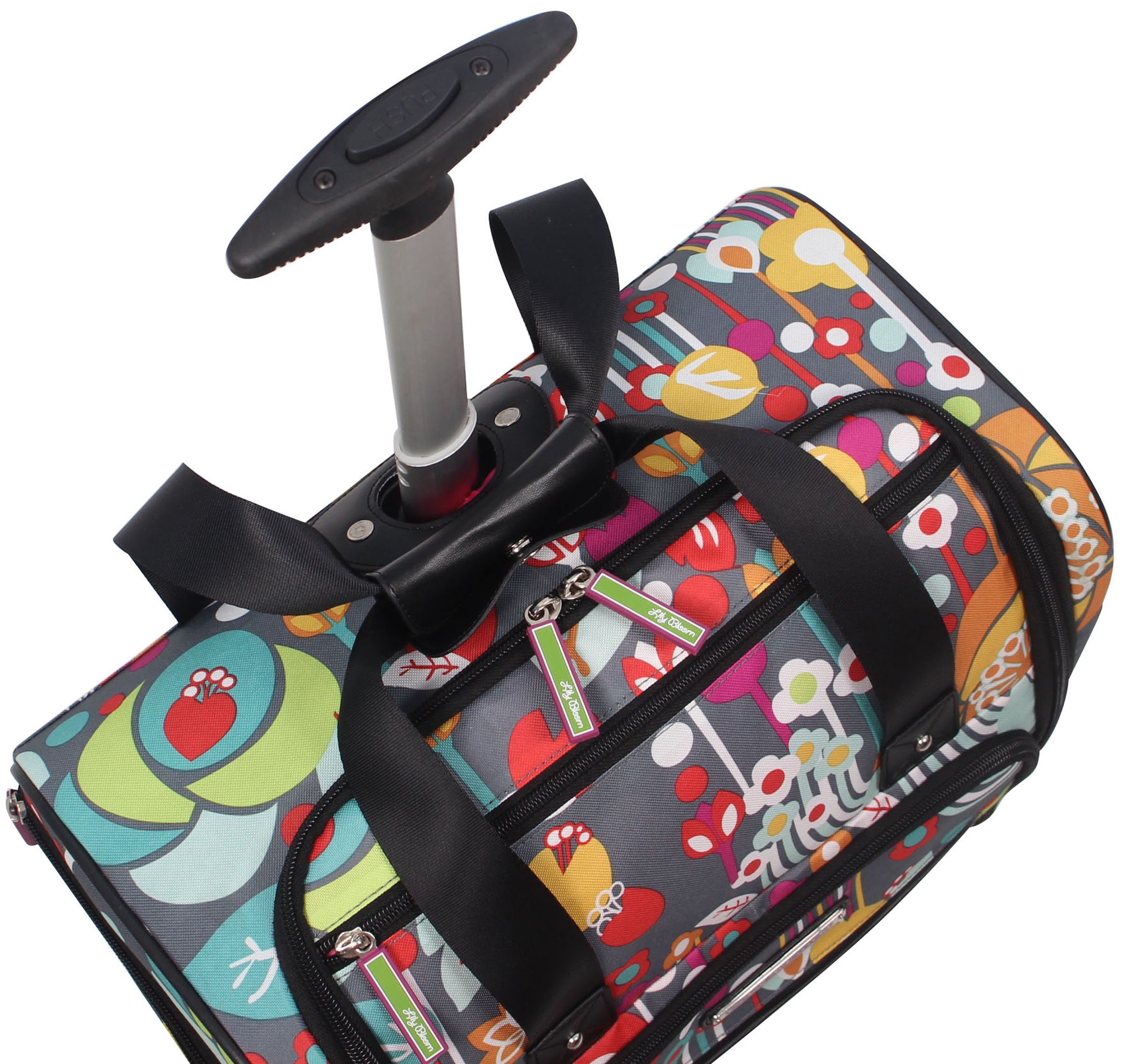Lily Bloom Designer 15 Inch Carry On - Weekender Overnight Business Travel Luggage - Lightweight 2- Rolling Wheels Suitcase - Under Seat Rolling Bag for Women (Bliss)