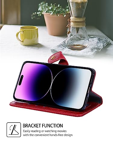 Arseaiy Case for VIVO V20 Flip Phone Case PU Leather Zipper Pocket Wallet Case Cover with Card Holder Kickstand Shell Red