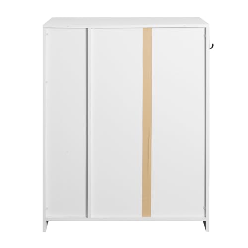 ZLECTIO Shoe Rack for Entryway, Freestanding Shoe Storage with 2 Shutter Door and Top Drawer, White Shoe Cabinet for Hallway Bedroom Living Room Apartment