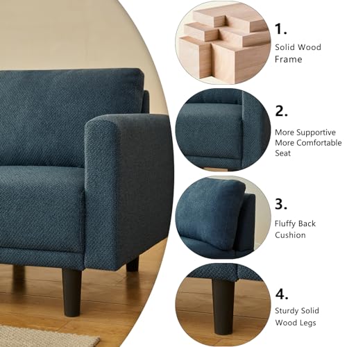 Cpintltr U Shaped Sectional Sofa Modern Convertible Modular Couch with Reversible Chaise Upholstered Linen 5-Seat Sofa Furniture Set with Ottomans for Living Room (Navy Blue,5+2)