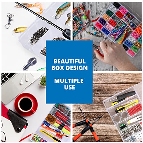 PANTRY X 36 Grids pack of 2 sets plastic organizer box with dividers for Bead organizer, Fishing tackles, Jewelry, Craft organizers and storage with adjustable dividers