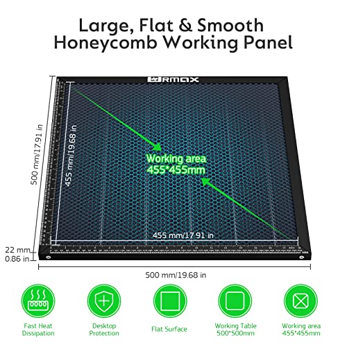 URMAX Honeycomb Laser Bed, Laser Cutter 19.68x 19.68x 0.87 inch Honeycomb Working Panel Set for CO2 or Diode Laser Engraver Cutting Machine,Honeycomb Working Table with Aluminum Plate