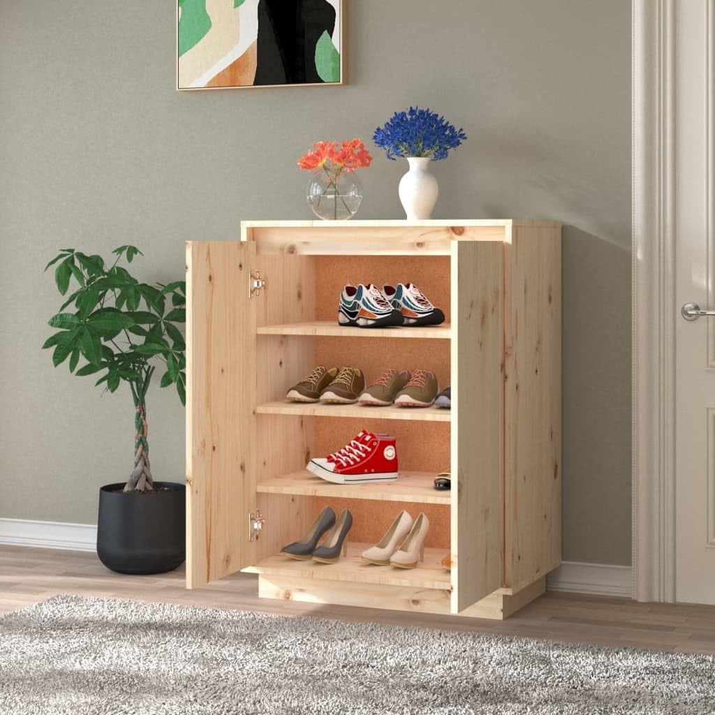 VRAXO Shoe Cabinet 23.6"x13.8"x31.5" Solid Wood Pine,Shoe Racks & Organizers-31.79lbs