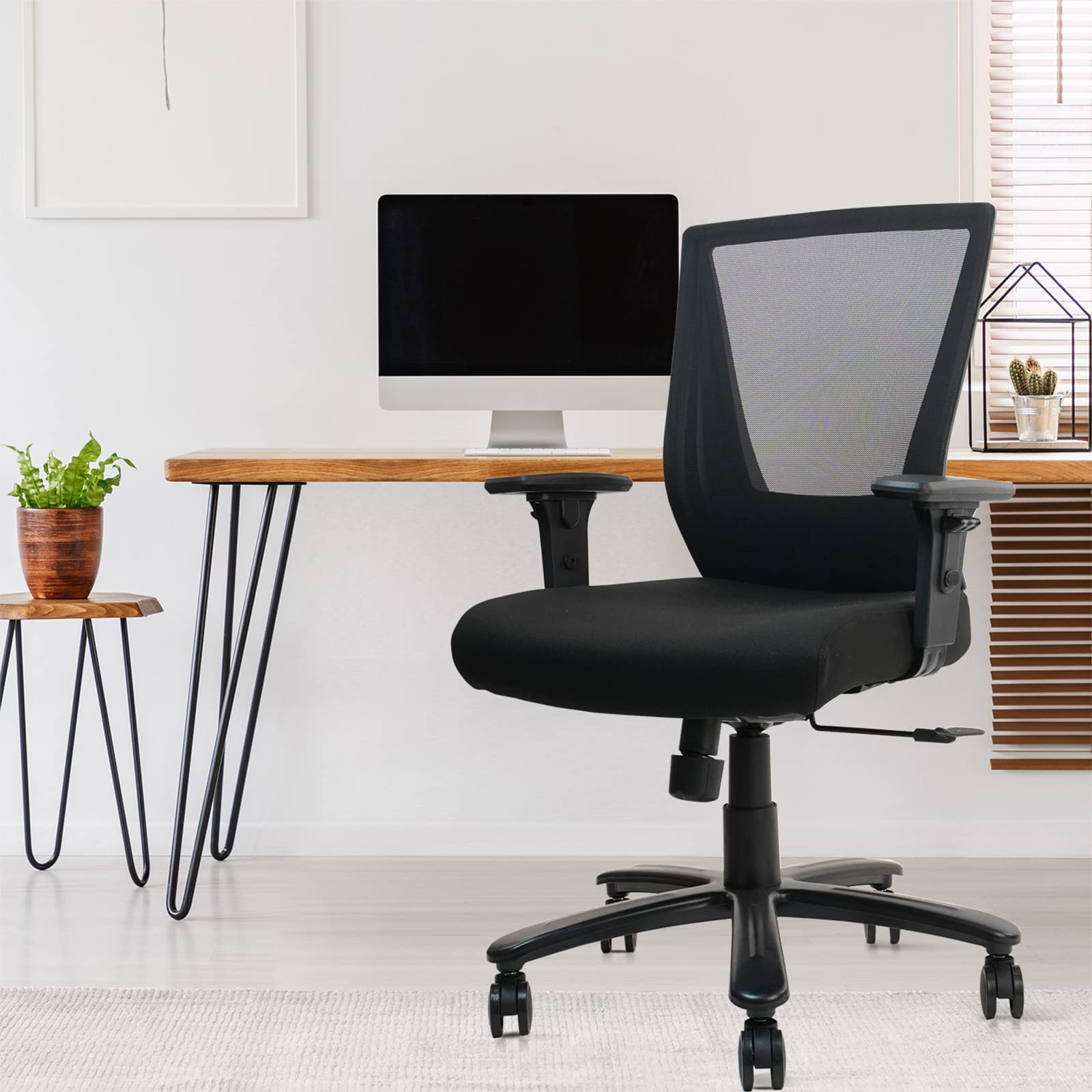 CLATINA Heavy Duty Office Chair 400lbs, Big and Tall, High-Back Executive Desk Chair with Extra Wide Thick Seat, Adjustable Armrests, Ergonomic Mesh Computer Chair for Home Office (1PK)