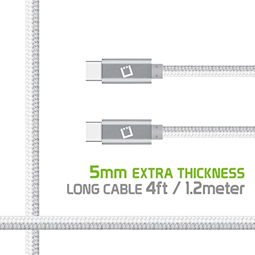 Dual USB-C/PD 60W Fast Charging Cord Compatible with vivo V20 Pro 5G Plus 5Gbps Data Transfer for Power Delivery Hi Capacity Charging (White)
