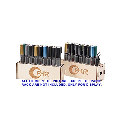 OPHIR Wooden Paint Rack Pigment Inks Storage Organizer with 32 Bottle Holes, 36 Marker Pen Cases, 4 Cabinet Drawers, Suitable for Tamiya GSI AV Paints and Model Tools
