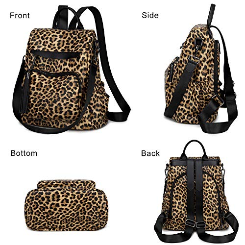 Women Backpack Purse Fashion PU Leather Casual Backpack Shoulder Bag Travel Daypack (Leopard-Brown)