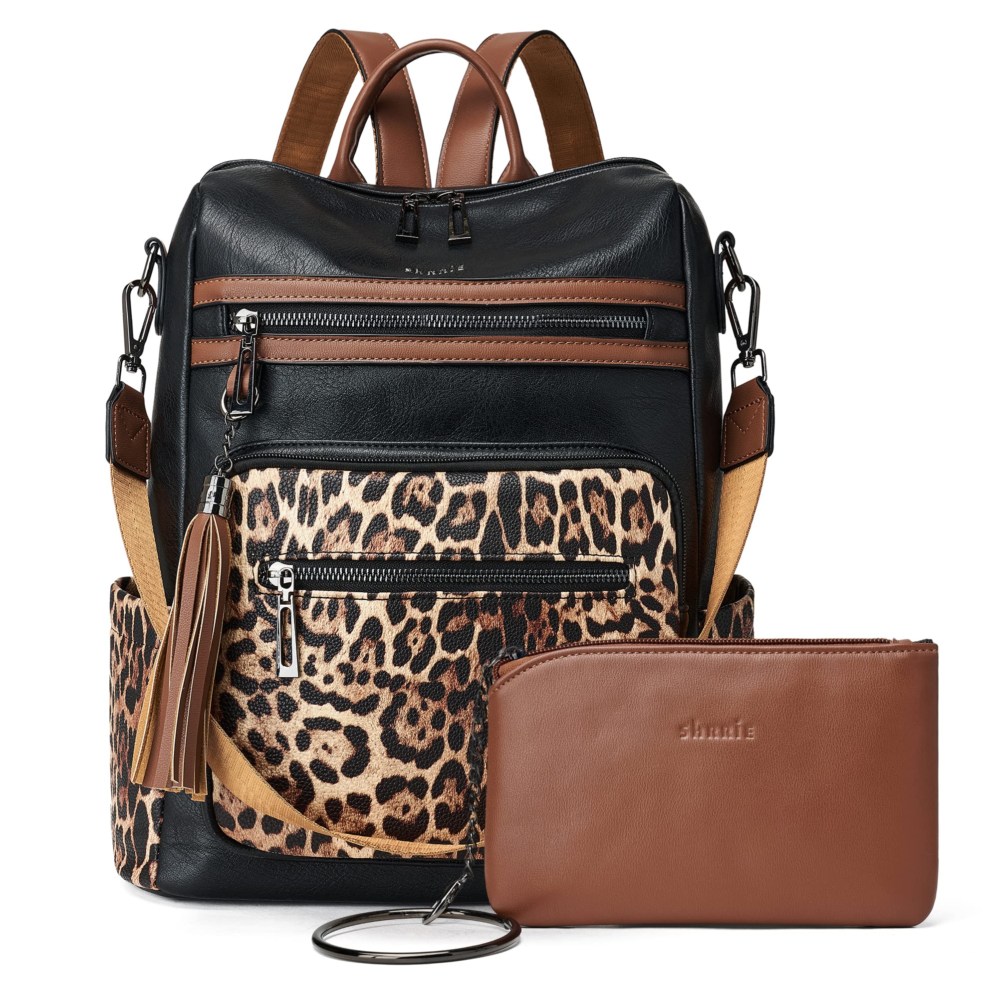Shrrie Backpack Purse for Women Leather Backpack Fashion Designer Travel Backpack Convertible Shoulder Bag