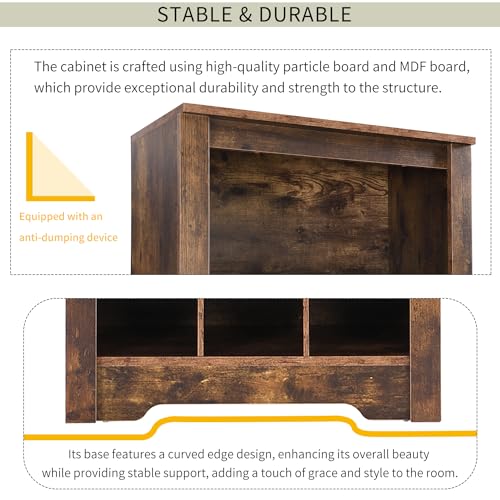 Goohome Stylish Design 30 Shoe Cubby Console, Contemporary Free Standing Tall 10-Tier Shoe Storage Cabinet with Multiple Storage Capacity and Versatile Use for Hallway, Entryway, Space-Saving