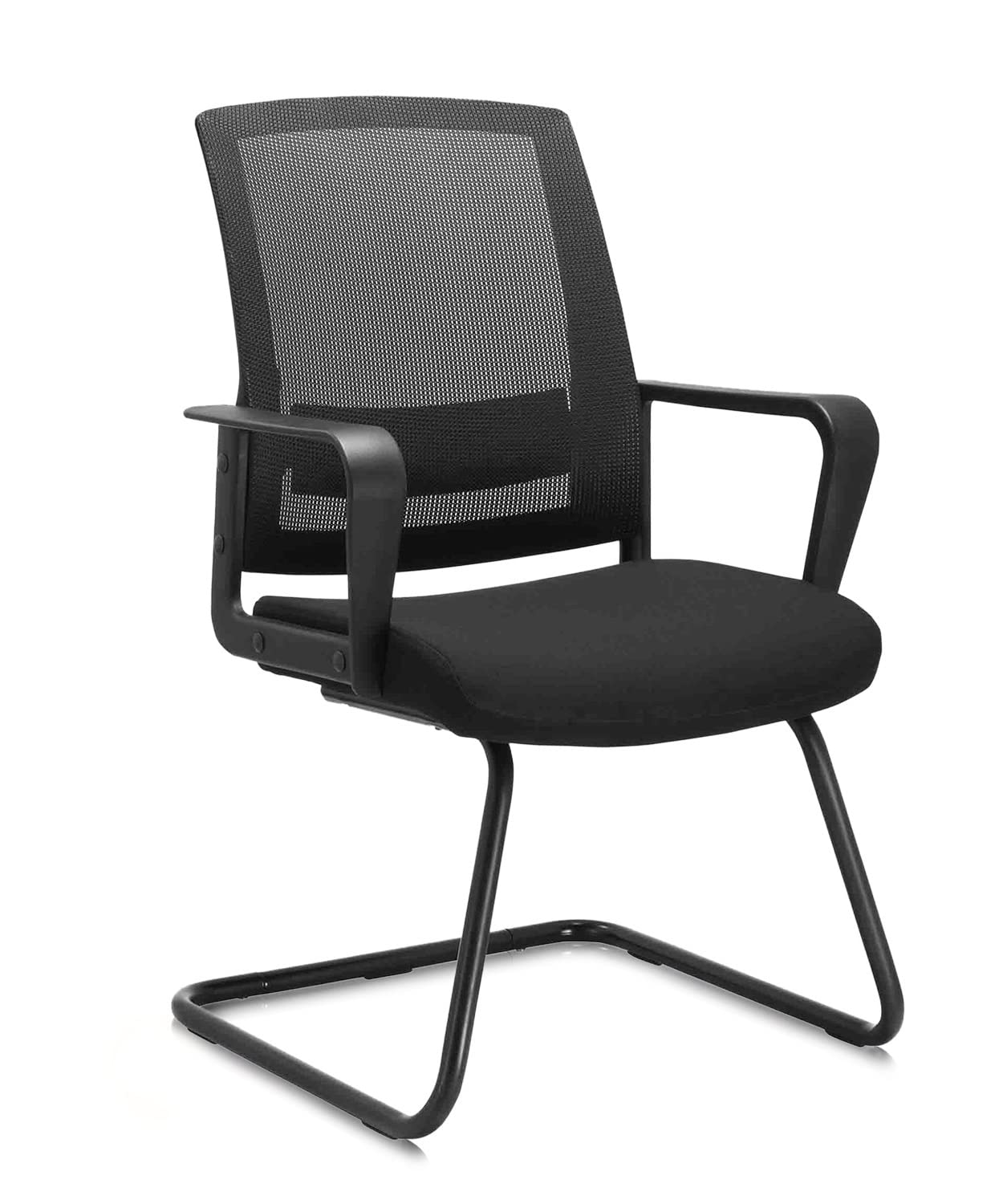 CLATINA Waiting and Guest Chairs for Conference Room with Lumbar Support and Mid Back Mesh Space Air Grid Series Black 1 Pack